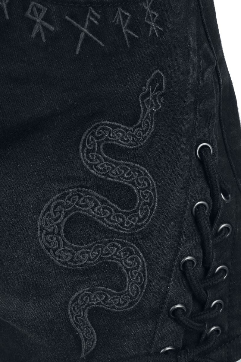 Denimové šortky so šnurovaním Celtic Snake | Black Premium by EMP ...